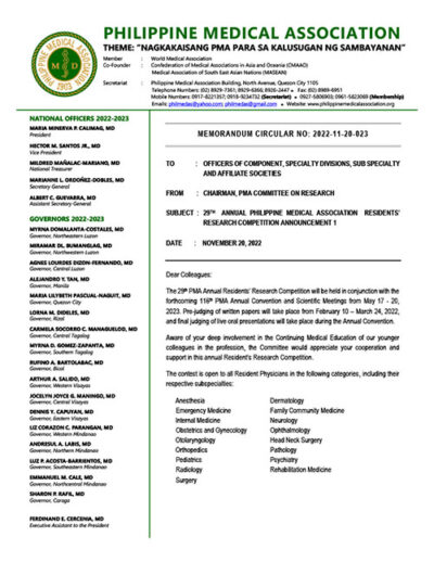 29th Annual Philippine Medical Association Residents’ Research ...