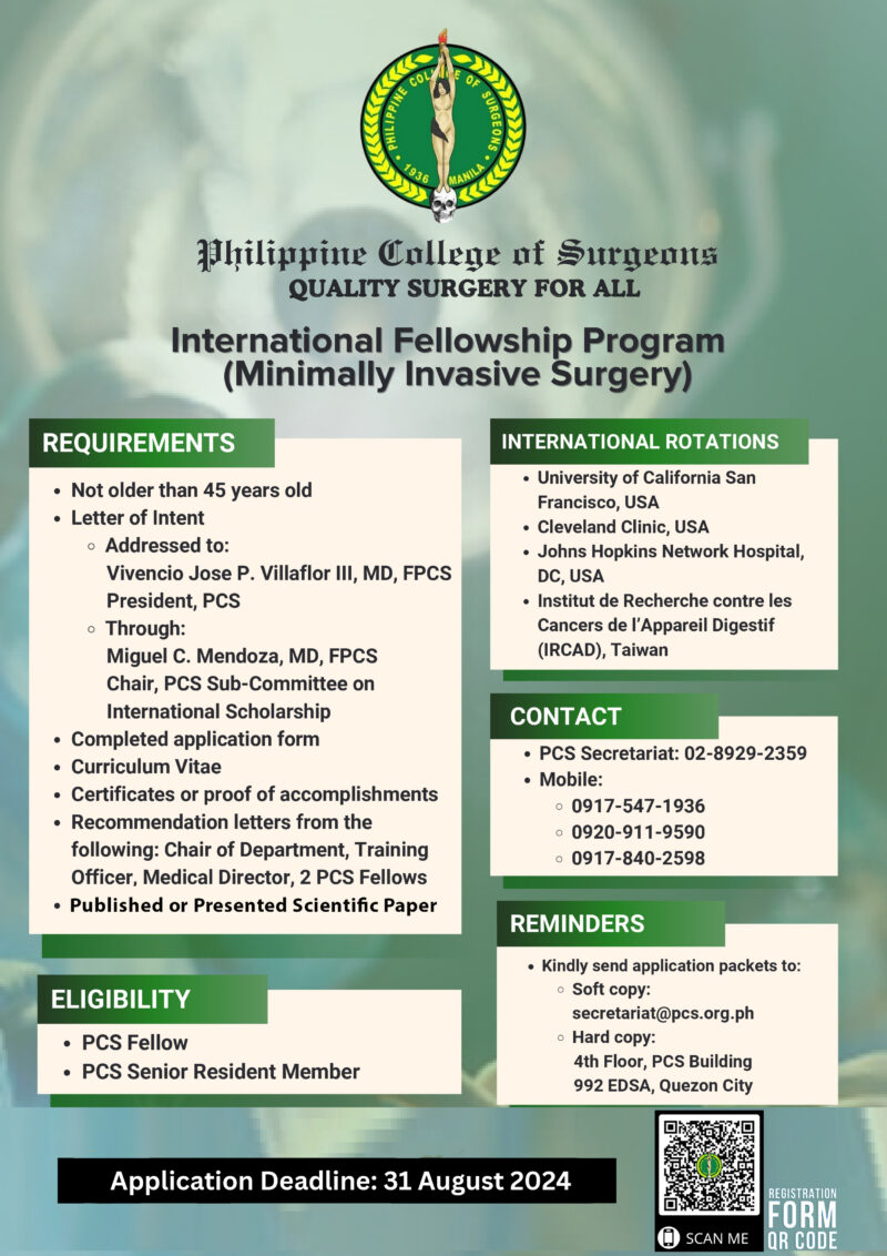 PCS - International Fellowship Program (Minimally Invasive Surgery) - Philippine College of Surgeons